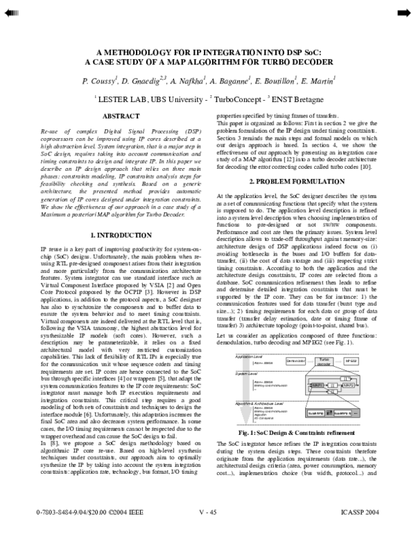 (PDF) A methodology for IP integration into DSP SoC: a case study of a MAP algorithm for turbo ...