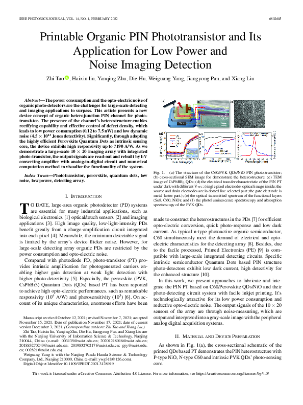 (PDF) Printable Organic PIN Phototransistor and Its Application for Low ...