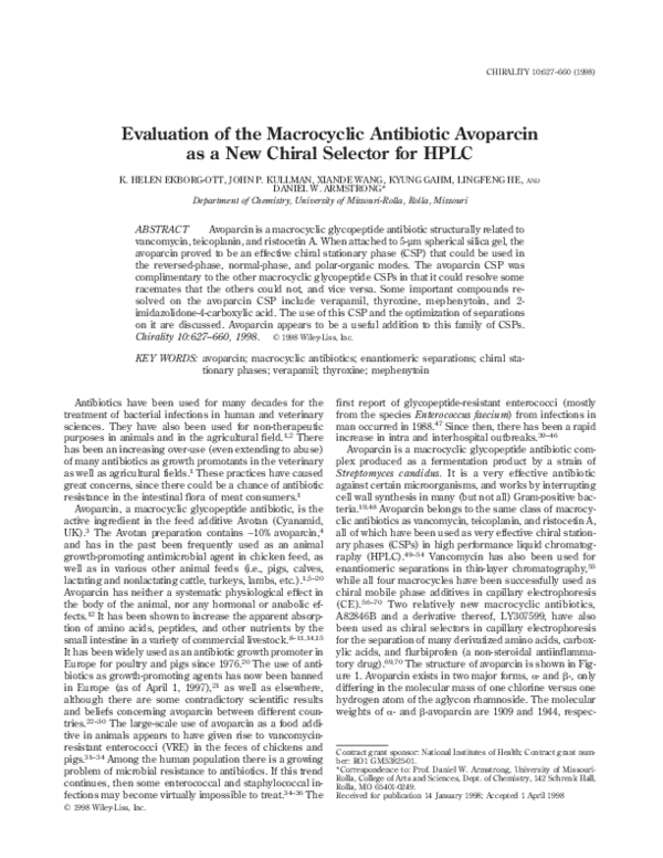 (PDF) Evaluation of the macrocyclic antibiotic avoparcin as a new ...