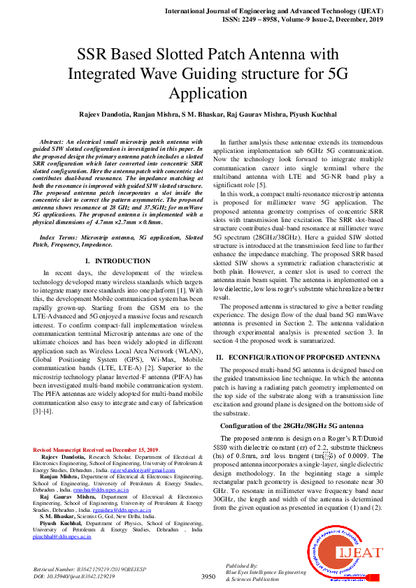 (PDF) SSR Based Slotted Patch Antenna with Integrated Wave Guiding ...