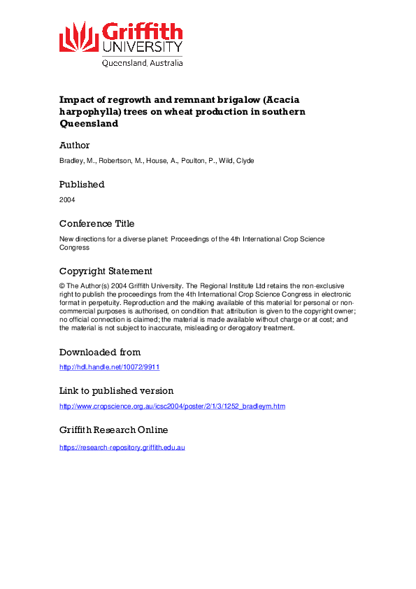 (PDF) Impact of regrowth and remnant brigalow (Acacia harpophylla ...