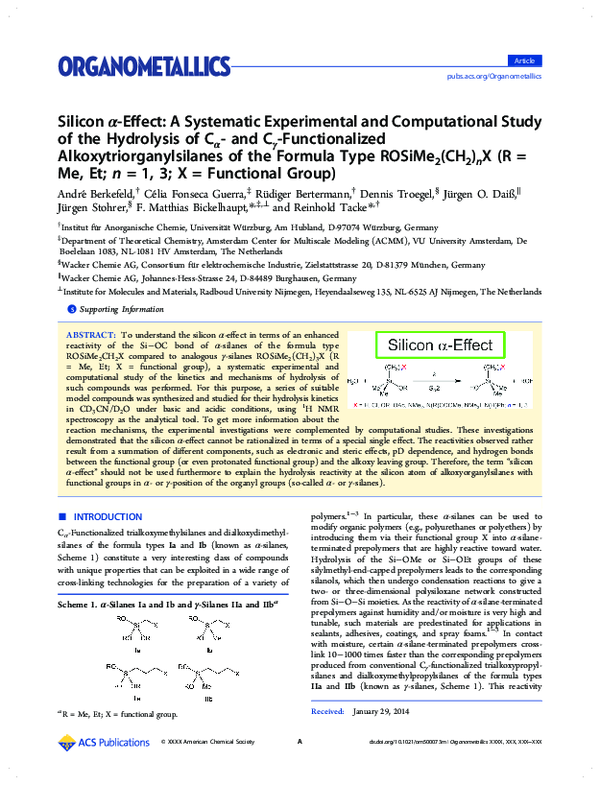 (PDF) Silicon α-Effect: A Systematic Experimental and Computational ...