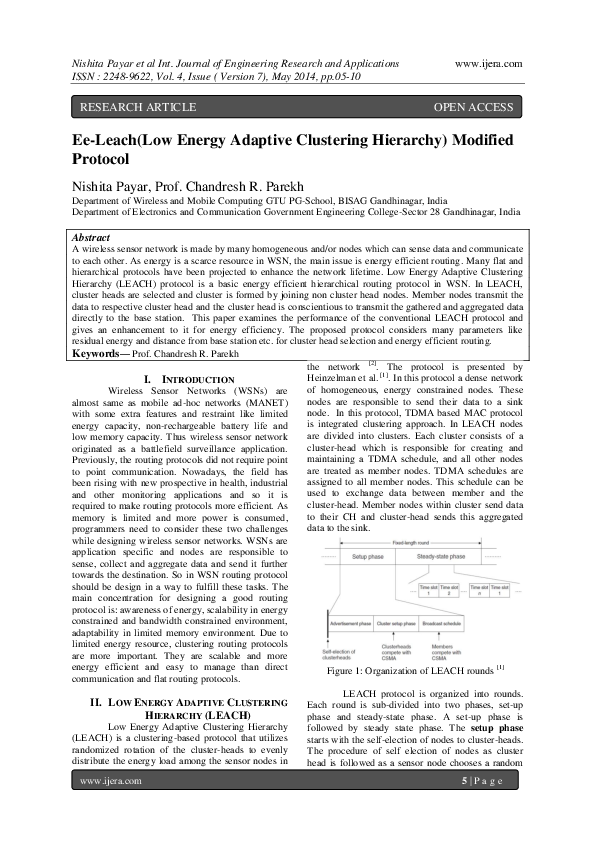 (PDF) Ee-Leach ( Low Energy Adaptive Clustering Hierarchy ) Modified Protocol