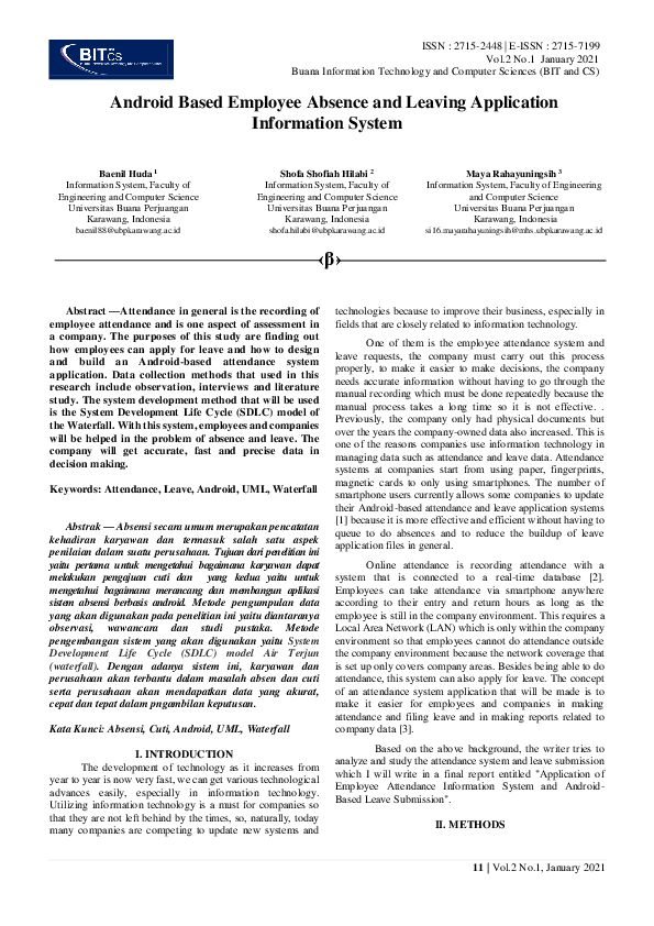 (PDF) Android Based Employee Absence and Leaving Application Information System
