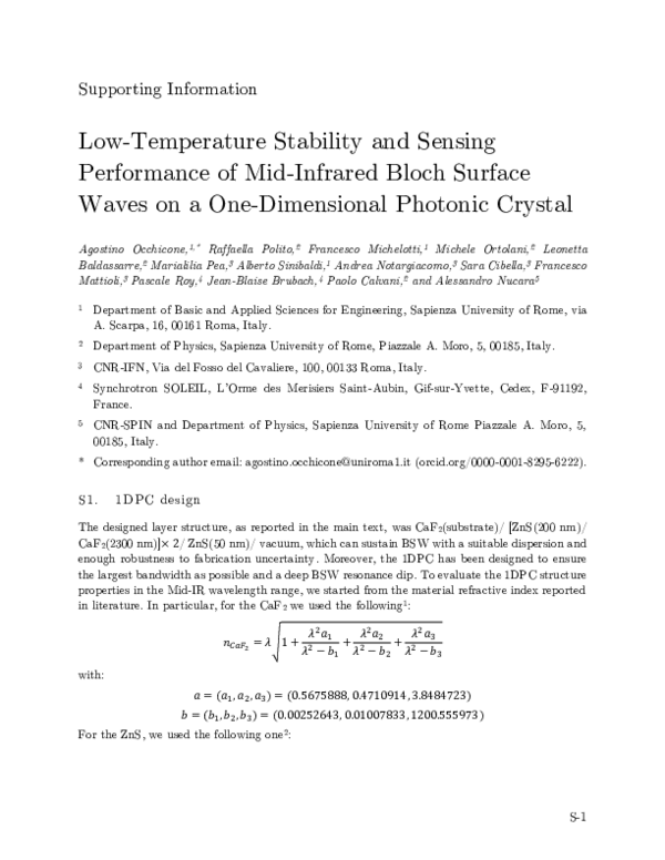 (PDF) Low-Temperature Stability and Sensing Performance of Mid-Infrared Bloch Surface Waves on a ...