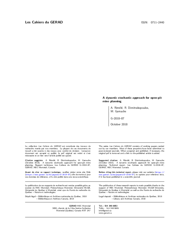 Pdf A Dynamic Stochastic Approach For Open Pit Mine Planning