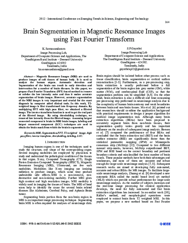 (PDF) Brain segmentation in magnetic resonance images using fast ...