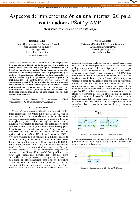 (PDF) Aspectos de implementación en una interfaz I2C para controladores PSoC y AVR | Rafael ...