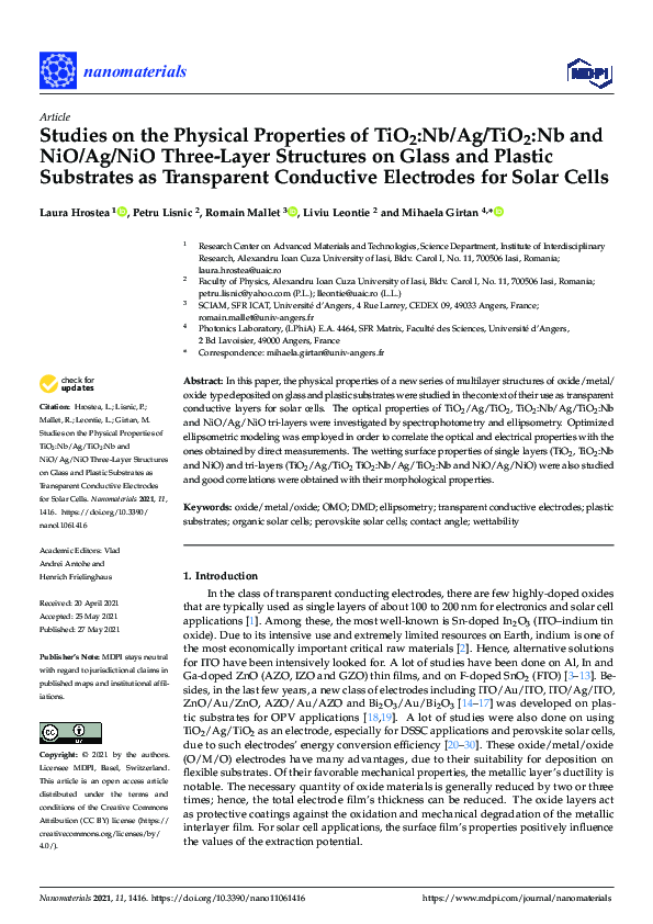 (PDF) Studies on the Physical Properties of TiO2:Nb/Ag/TiO2:Nb and NiO ...
