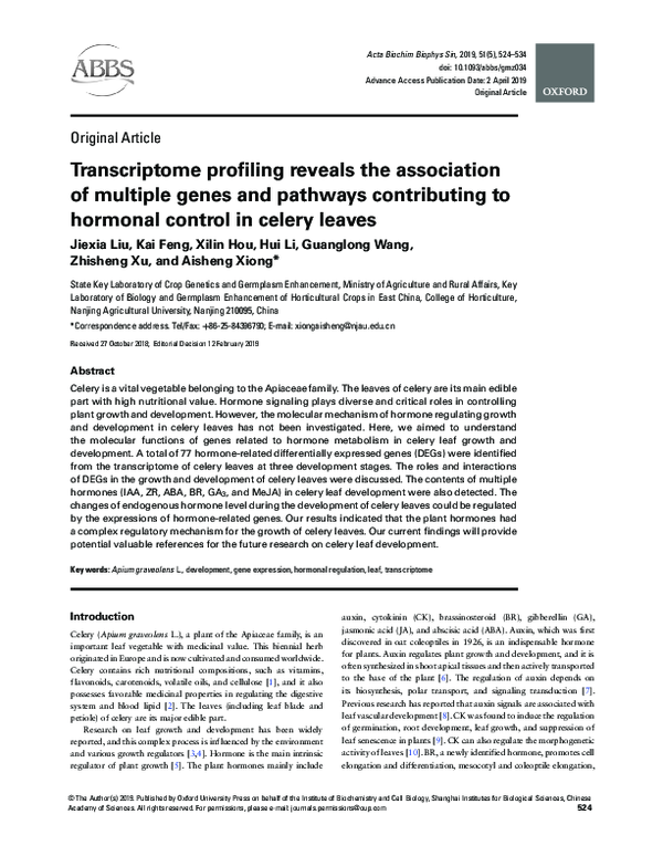 (PDF) Transcriptome profiling reveals the association of multiple genes ...