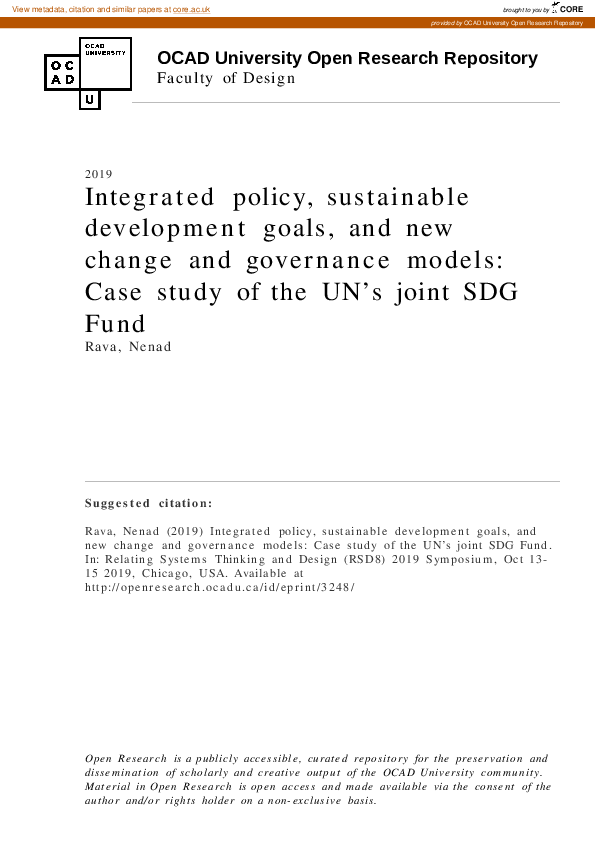 (PDF) Integrated policy, sustainable development goals, and new change ...