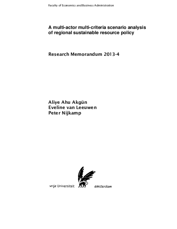 (PDF) A multi-actor multi-criteria scenario analysis of regional sustainable resource policy