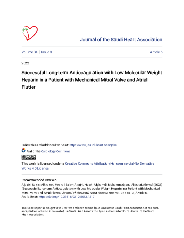 (PDF) Successful Long-term Anticoagulation with Low Molecular Weight ...