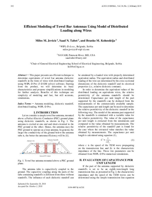(PDF) Efficient modeling of towel bar antennas using model of distributed loading along wires