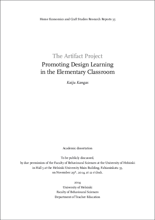 (PDF) The Artifact Project. Promoting Design Learning in the Elementary Classroom