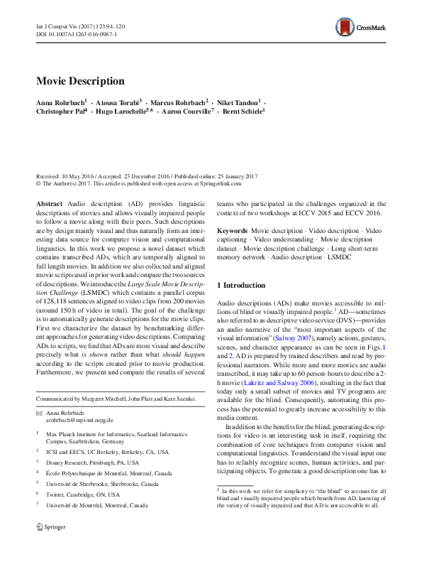 (PDF) Movie Description