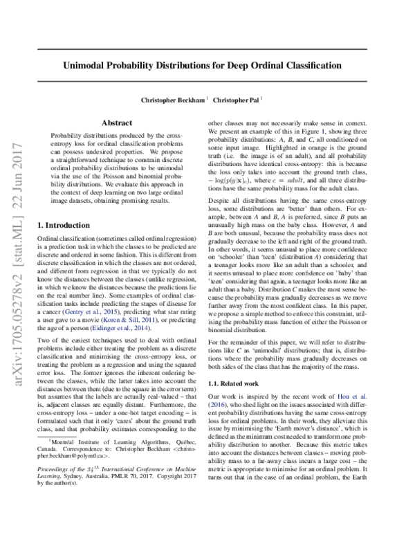 (PDF) Unimodal probability distributions for deep ordinal classification