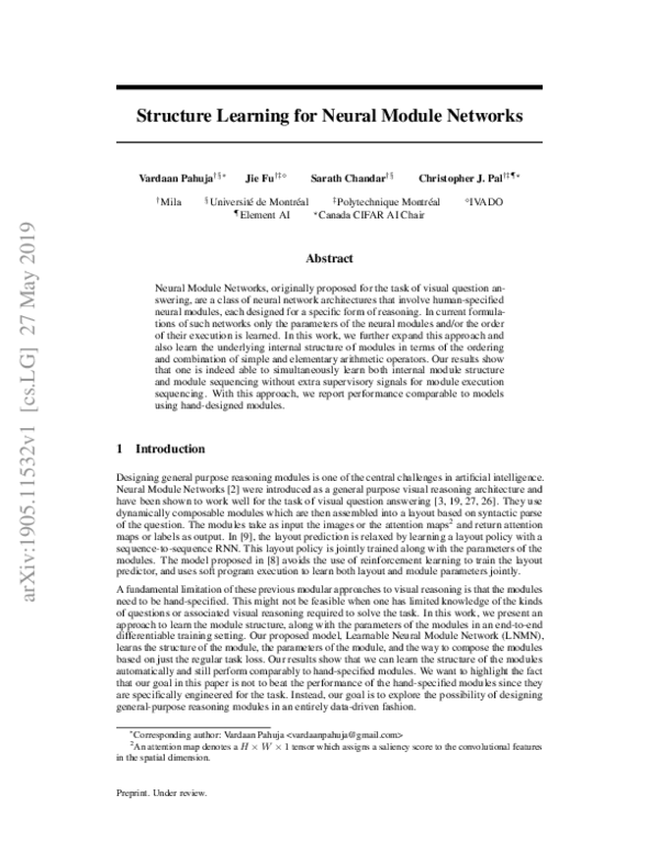 (PDF) Structure Learning for Neural Module Networks