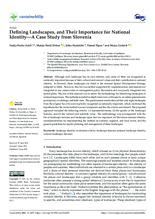 (PDF) Defining Landscapes, and Their Importance for National Identity—A ...