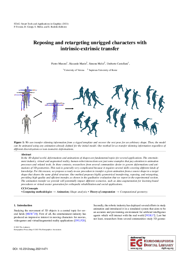 (PDF) Reposing and Retargeting Unrigged Characters with Intrinsic ...