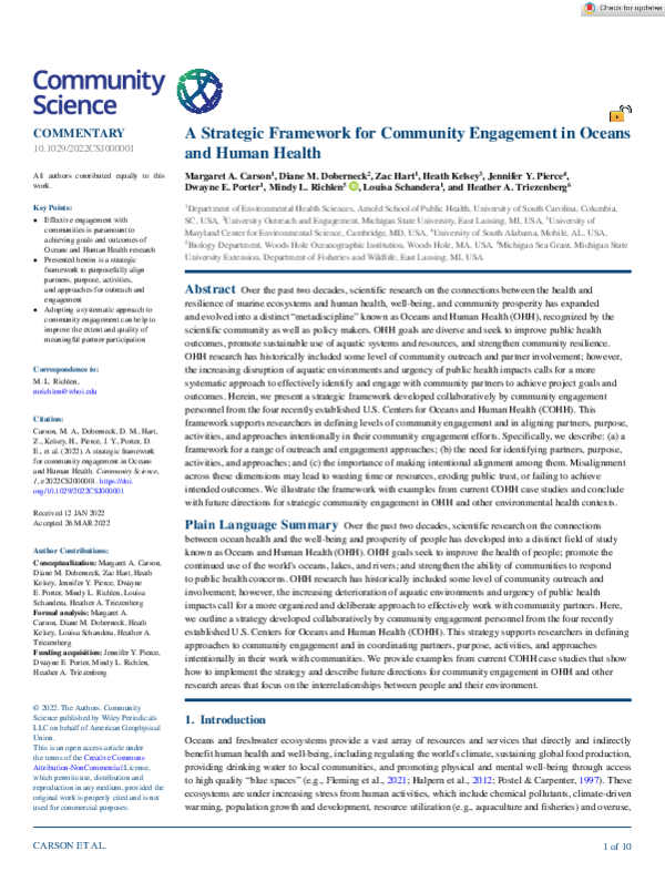 (PDF) A Strategic Framework for Community Engagement in Oceans and ...