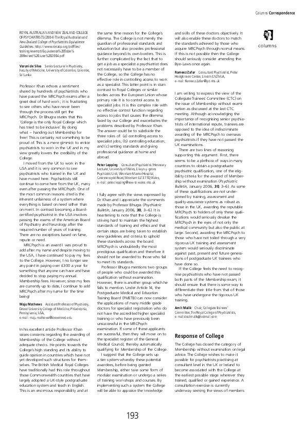 (PDF) The award of Membership without examination