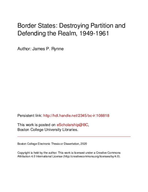 (PDF) Border States: Destroying Partition and Defending the Realm, 1949 ...