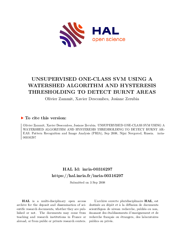 Pdf Unsupervised One Class Svm Using A Watershed Algorithm And