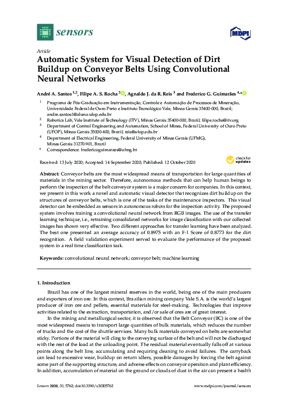 (PDF) Automatic System for Visual Detection of Dirt Buildup on Conveyor ...