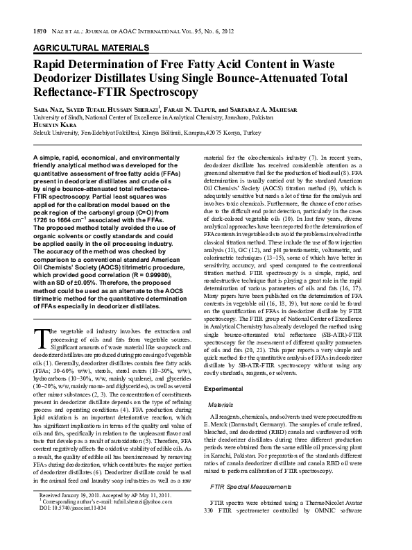 (PDF) Rapid Determination of Free Fatty Acid Content in Waste ...