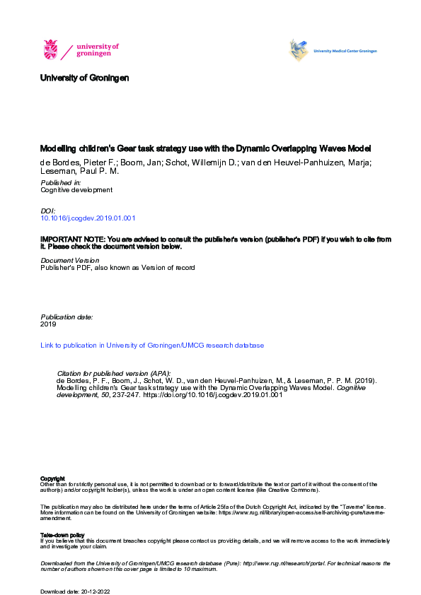 (PDF) Modelling children’s Gear task strategy use with the Dynamic ...