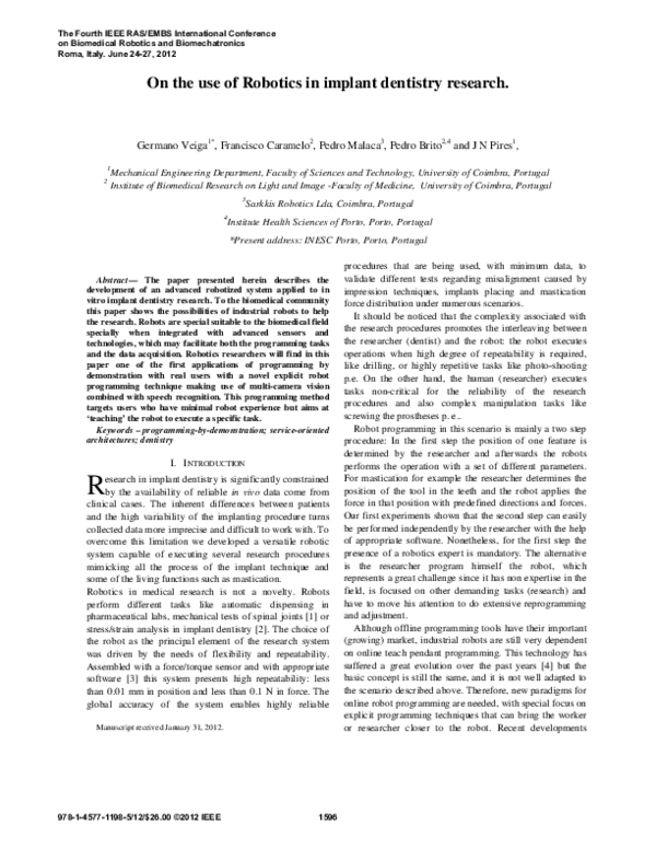 (PDF) On the use of robotics in implant dentistry research