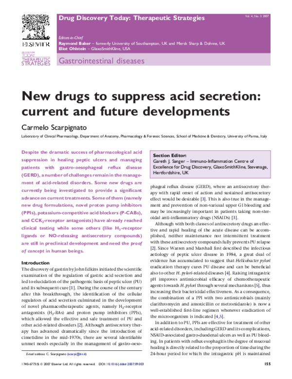 (PDF) New drugs to suppress acid secretion: current and future developments