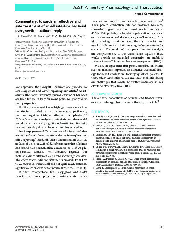 (PDF) Commentary: towards an effective and safe treatment of small ...