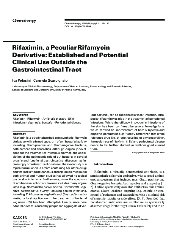 (PDF) Rifaximin, a Peculiar Rifamycin Derivative: Established and ...