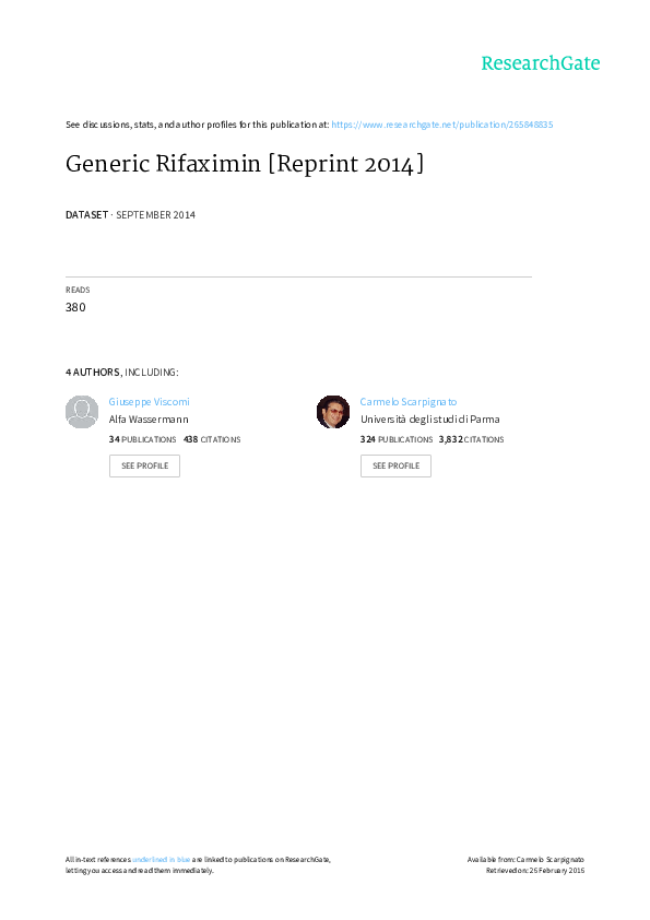 (PDF) Is generic rifaximin still a poorly absorbed antibiotic? A ...