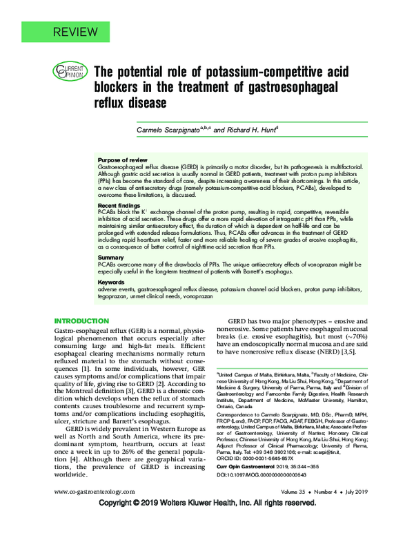 (PDF) The potential role of potassium-competitive acid blockers in the ...
