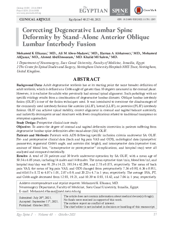 (PDF) Correcting Degenerative Lumbar Spine Deformity by Stand-Alone ...