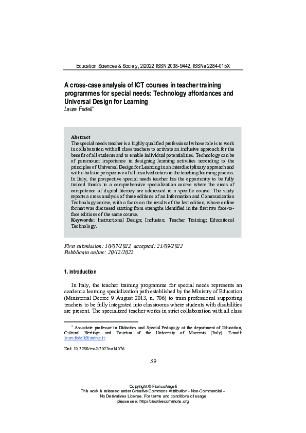 (PDF) A cross-case analysis of ICT courses in teacher training programmes for special needs ...