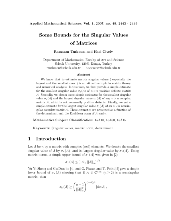 (PDF) Civcic: Some Bound for the Singular Values of Matrices