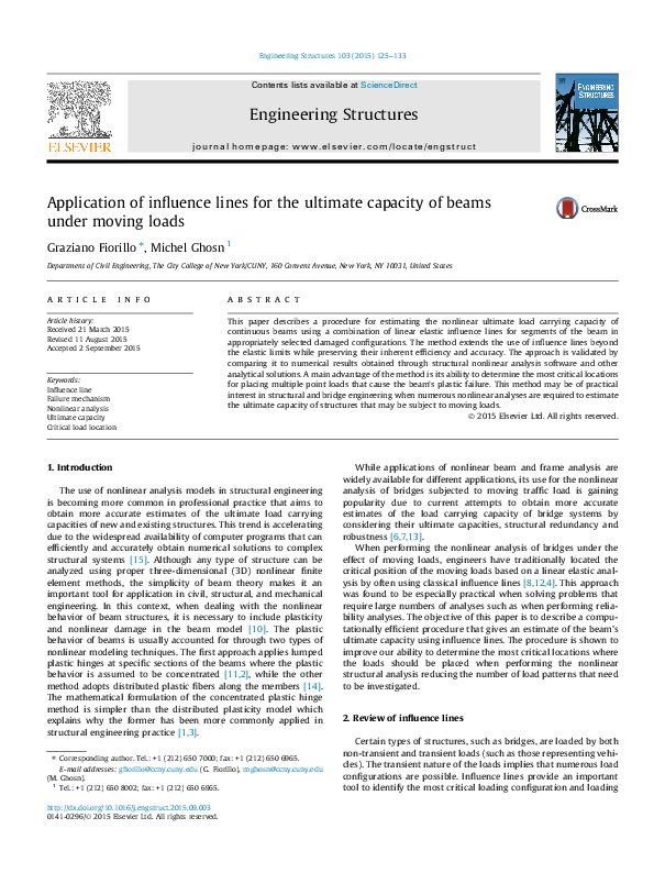 (PDF) Application of influence lines for the ultimate capacity of beams ...