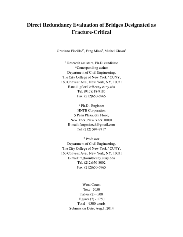 (PDF) Direct Redundancy Evaluation of Bridges Designated as Fracture ...