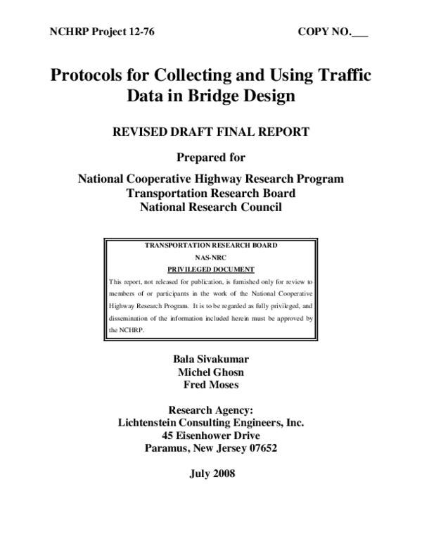 Pdf Protocols For Collecting And Using Traffic Data In Bridge Design