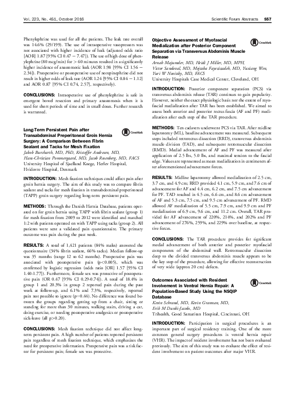 (PDF) Long-Term Persistent Pain after Transabdominal Preperitoneal ...