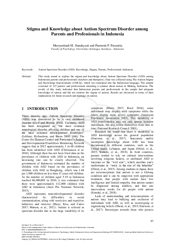 (PDF) Stigma and Knowledge about Autism Spectrum Disorder among Parents ...