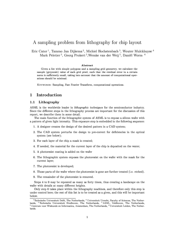 (PDF) A sampling problem from lithography for chip layout