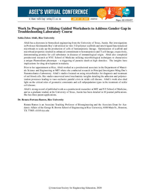 (PDF) WIP: Utilizing Guided Worksheets to Address Gender Gap in Troubleshooting Laboratory ...
