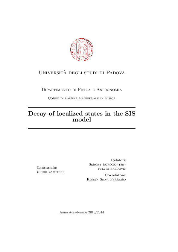 (PDF) Decay of localized states in the SIS model | RONAN SILVA FERREIRA ...