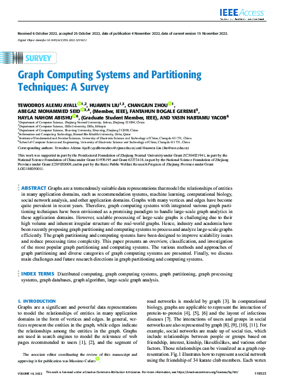 Pdf Graph Computing Systems And Partitioning Techniques A Survey Yasin Habtamu Yacob