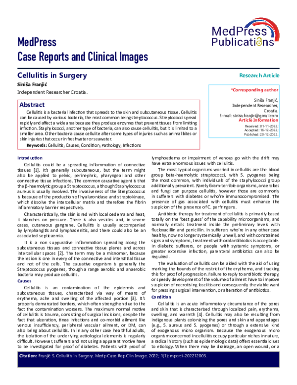 (PDF) Cellulitis in Surgery